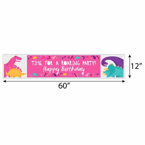 Big Dot Of Happiness Roar Dinosaur Girl Dino Mite T Rex Happy Birthday Decor Party Banner 1