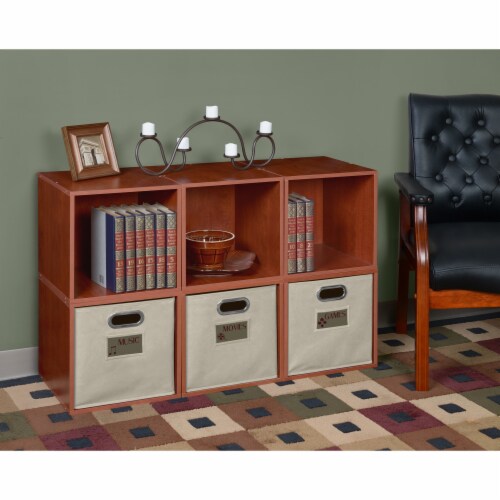 Niche Cubo Storage Set 6 Cubes And 3 Canvas Bins Cherry Natural 1
