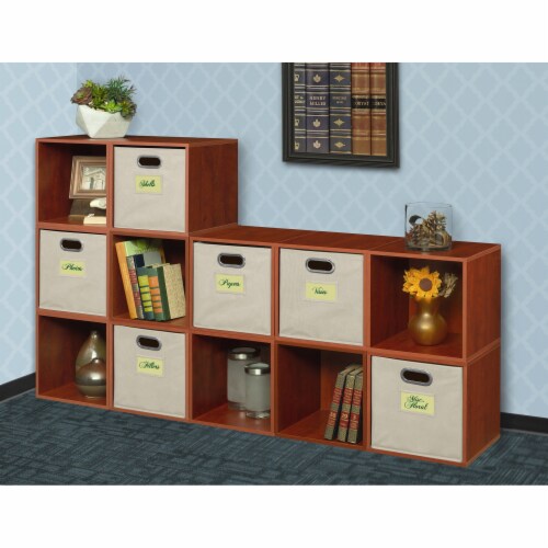 Niche Cubo Storage Set 12 Cubes And 6 Canvas Bins Cherry Natural 1