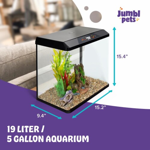 JumblPets Starter Fish Aquarium Kit Beginner Glass Fish Tank Kit w LED Lighting More 1 Fry s Food Stores