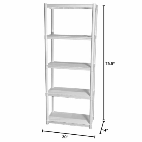 White plastic shelving unit store