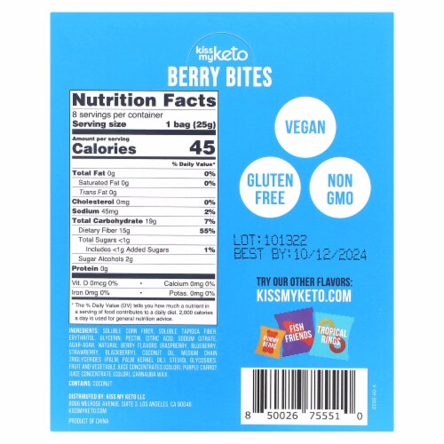 Kiss My Keto Gummies Candy Low Carb Candy Berry Bites Keto Snack