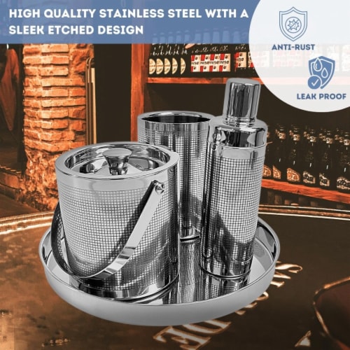 Lexi Home Premium 4-Piece Etched Stainless Steel Barware Set, 1 CT ... Lexi Home Premium 4-Piece Etched Stainless Steel Barware Set, 1 CT ...