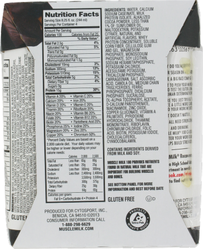 Muscle Milk 100 Calorie Chocolate Protein Shakes 4 Count 8 25 Fl Oz