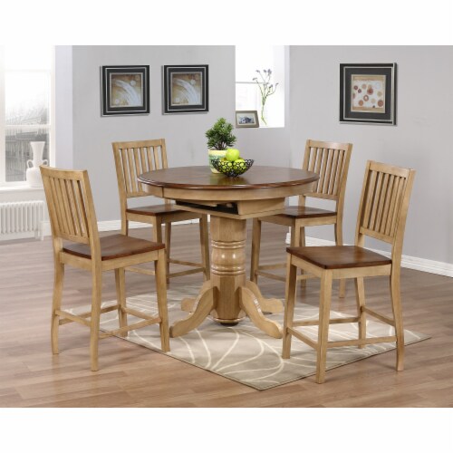 Brook Slat Back Barstool Two Tone Light Brown Wood Counter Height
