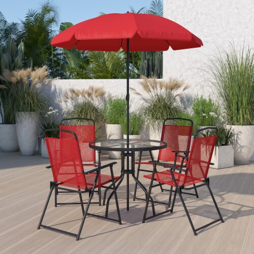 Flash Furniture Nantucket 6 Piece Patio Garden Set Red GM202012RD 1 Smith s Food and Drug