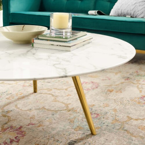 Lippa 40 Round Artificial Marble Coffee Table with Tripod Base 1 Fry s Food Stores