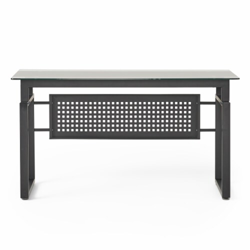 Simplie Fun Modern Glass Desk with Black Metal Frame for Home Office 1 count Gerbes Super Markets