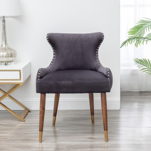Simplie Fun Contemporary Velvet Upholstered Nailhead Trim Accent Chair