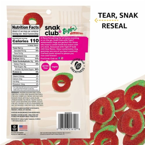 Tajin Watermelon Rings Chili And Lime Sweet And Spicy Gummy Snacks 5oz 6 Count 5 Oz Pack Of 6