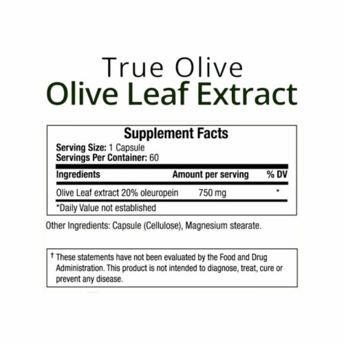 Truemed Olive Leaf Extract Antioxidant Dietary Supplement 60 Capsule