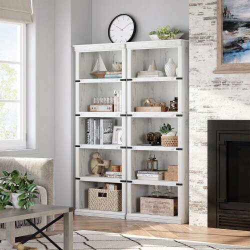 5 Tier Bookcase Farmhouse Book Shelf with Storage 1 Count QFC