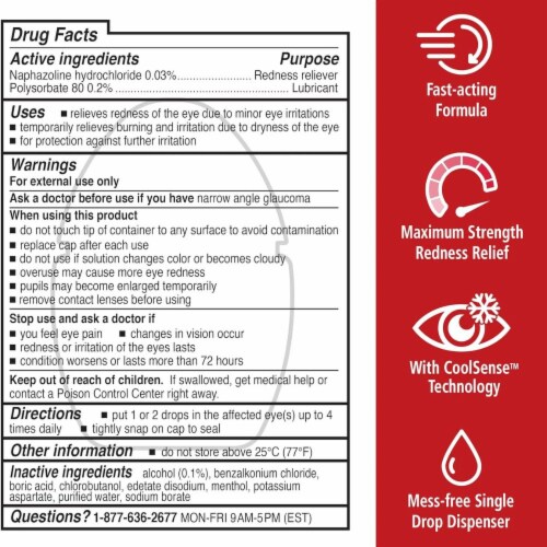 Maximum Strength Eye Drops Redness Dry And Irritated Eye 1 Pack 13ml 1 Pack Frys Food Stores