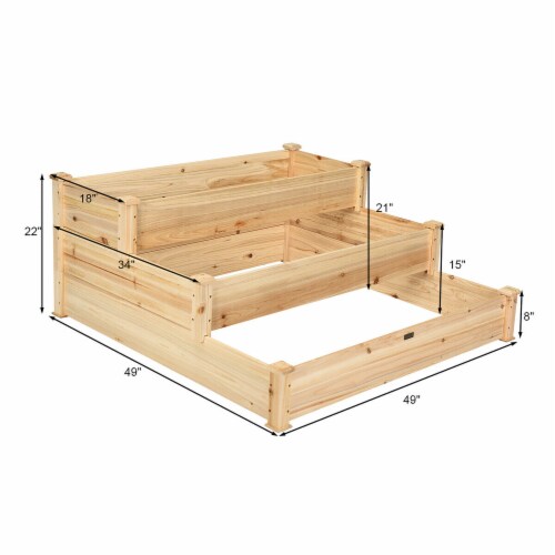Costway 3 Tier Wooden Raised Vegetable Garden Bed Elevated Planter Kit