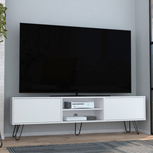 Vassel TV Stand Entertainment Unit with Hinged Drawers and Hairpin Legs 1 Unit Fry s Food Stores