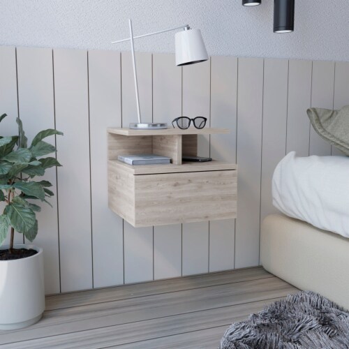 Floating side table with drawer store