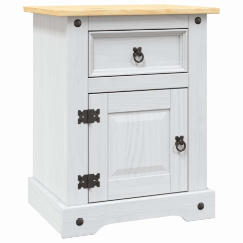 vidaXL Bedside Cabinet Mexican Pine Corona Range White 20.9 x15.4 x26.4 1 Kroger