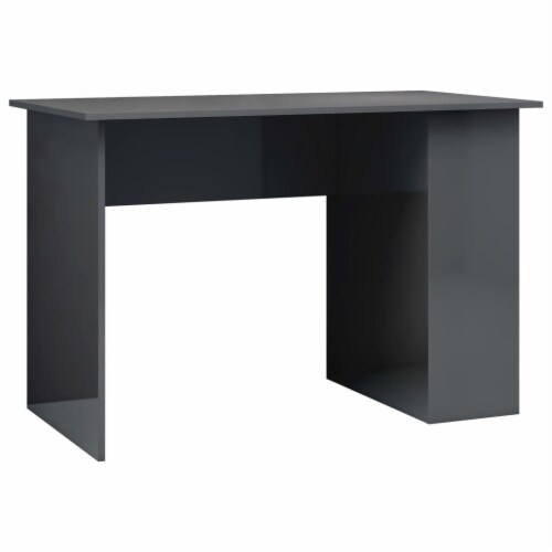 vidaXL Desk High Gloss Gray 43.3 x 23.6 x 28.7 Engineered Wood 43.3 x23.6 x28.7 Foods Co