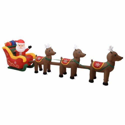 Vidaxl Christmas Inflatable Santa And Reindeer Decoration Led 192 9 1