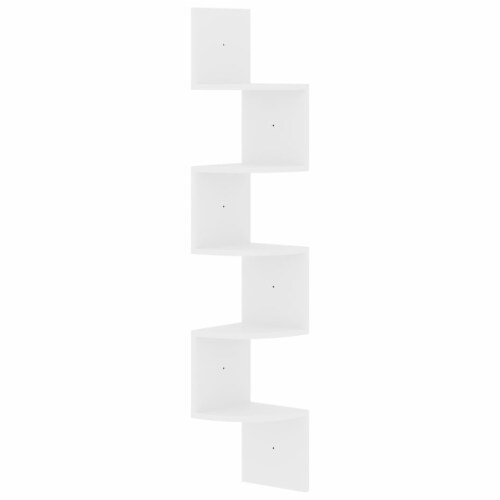 White gloss corner shelf unit store