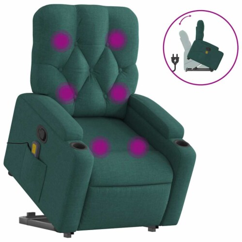 Vidaxl Stand Up Massage Recliner Chair Dark Green Fabric 291 X341 X368 Kroger