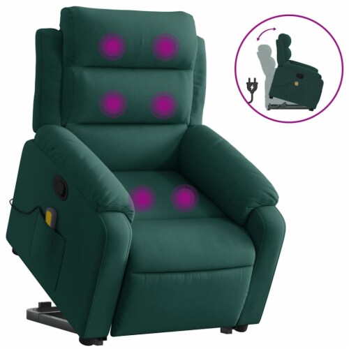 Vidaxl Stand Up Massage Recliner Chair Dark Green Velvet 295 X364 X394 Kroger
