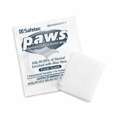 P A W S Ethyl Alcohol Scented Hand Sanitizing Wipe Individual Packet