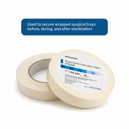 Mckesson Steam Indicator Tape 1 Inch X 60 Yard White 73 St36 18 Ct 18