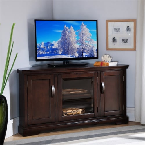 Leick Furniture 46 Wood Corner TV Stand with Storage in Chocolate Cherry 1 Fry s Food Stores