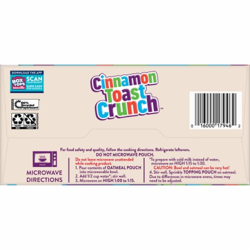 Cinnamon Toast Crunch Oatmeal, 6 ct / 1.35 oz - Kroger Cinnamon Toast Crunch Oatmeal, 6 ct / 1.35 oz - Kroger