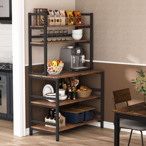 Tribesigns 5 Tier Kitchen Bakers Rack Industrial Storage Shelf Utility Cart Vintage Brown 5 tier Fred Meyer