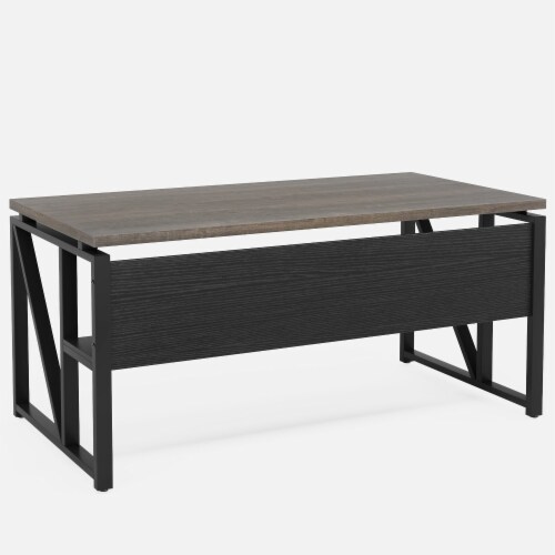 Computer desk with bottom shelf store