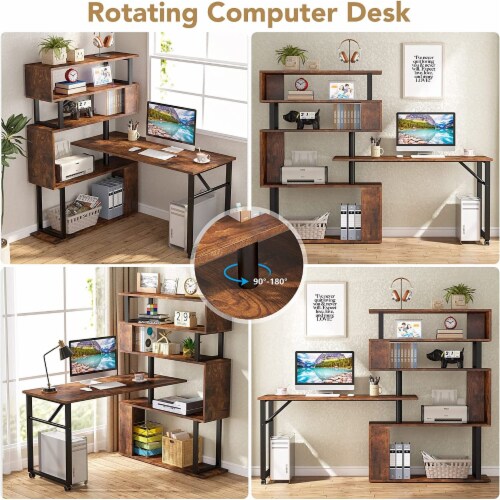 Rotating shelf desk store