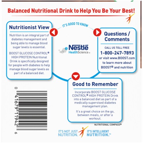Boost® Rich Chocolate Glucose Control High Protein Drink, 4 ct / 8 fl ... Boost® Rich Chocolate Glucose Control High Protein Drink, 4 ct / 8 fl ...