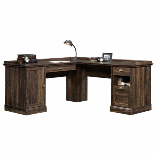 Barrister Lane L Shaped Computer Desk in Iron Oak Sauder 1 Kroger