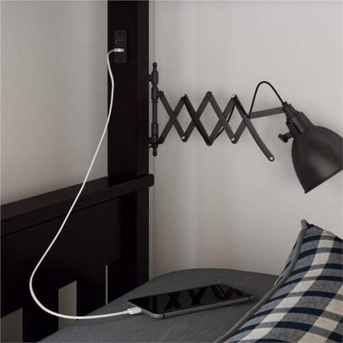 Dorel Living Moon Wood Full over Full Bunk Bed with USB Port in Chocolate 1 Fred Meyer