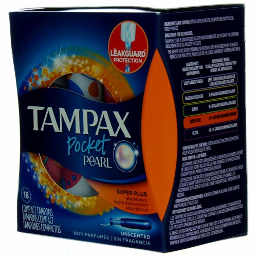 Tampax Pocket Pearl Plastic Compact Tampons Super Plus Unscented 18 Ct 18 Count Metro Market
