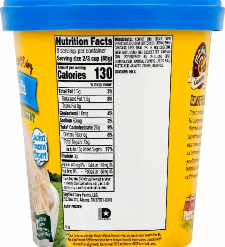 Mayfield Creamery Vanilla Low Fat Frozen Yogurt 1 5 Qt Kroger