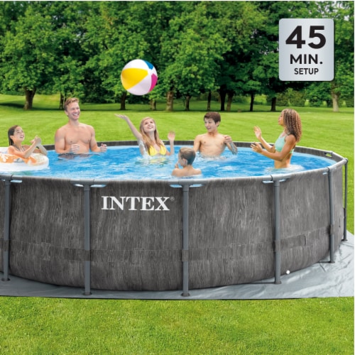 Intex Greywood Prism Frame 15'x48 Round Above Ground Outdoor Swimming ... Intex Greywood Prism Frame 15'x48 Round Above Ground Outdoor Swimming ...