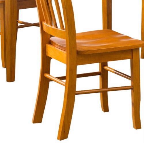 Jake 5 Piece Solid Wood Dining Table Set With Slat Back Chairs Oak