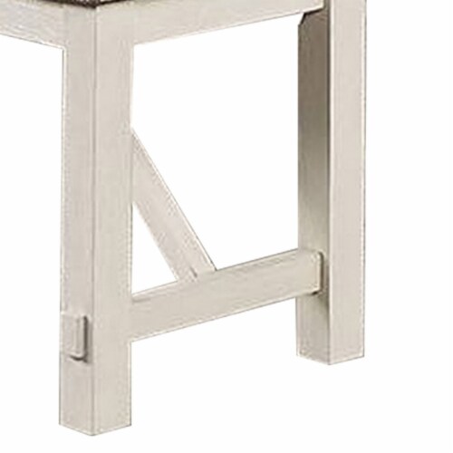 Lexi 50 Inch Dining Bench Fabric Padded Seat Rubberwood Gray And