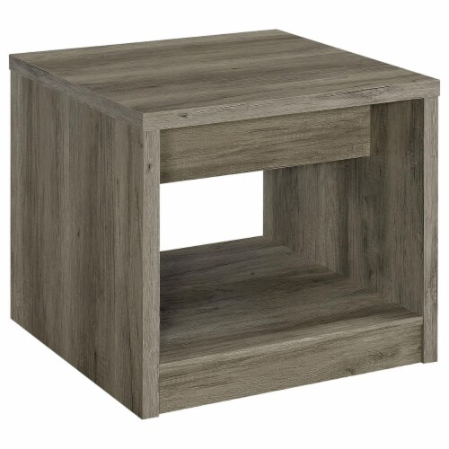Lix 24 Inch Square End Table With 1 Drawer Rustic Weathered Gray Finish Saltoro Sherpi 23.5x23.5x21.75 Harris Teeter