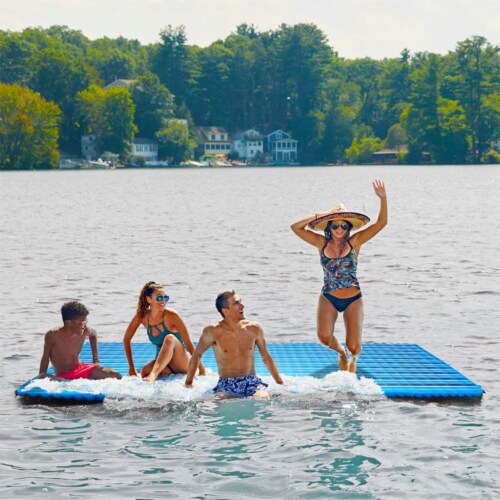 Aqua Supersized Plank Inflatable Floating Raft with Dual Action Hand Pump Blue 2 Piece Metro Market