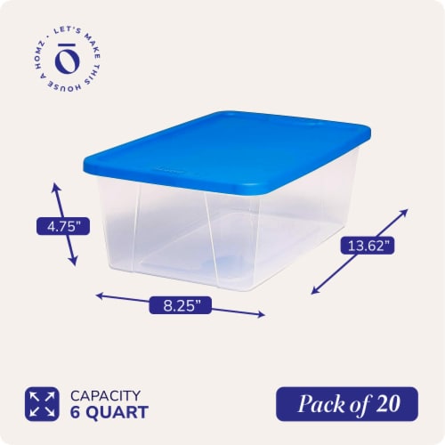 Homz Snaplock 6 Qt Stackable Plastic Storage Container W Lid Blue 20