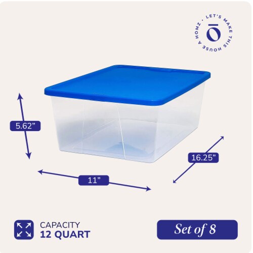 Homz 12 Qt Stackable Plastic Storage Container W Snaplock Lid Blue 8