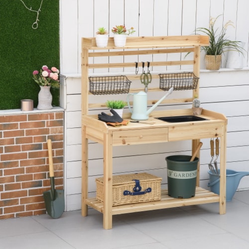 Potting Bench Table Garden Workstation w Sieve Screen Removable Sink Baskets 1 Unit Fry s Food Stores