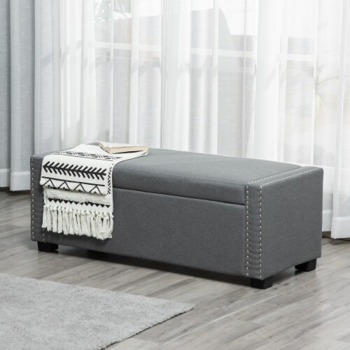 40 Nailhead Trim Upholstered Flip Top Storage Bench Fabric Ottoman