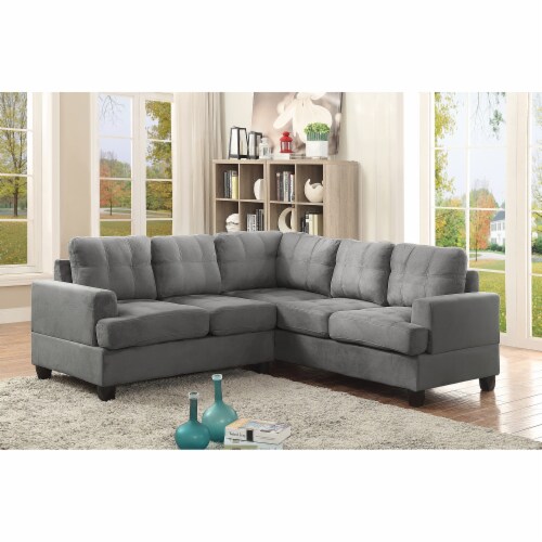 Sandridge 80 In. W 2 Piece Microfiber L Shape Sectional Sofa In Gray 1 Fry s Food Stores