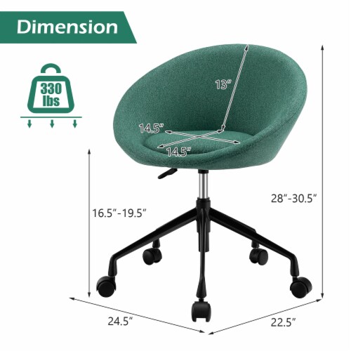 Costway Adjustable Swivel Accent Chair Linen Office Chair Round Back Vanity Chair Green 24.5 Metro Market