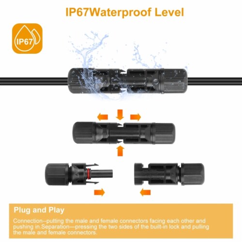 10 Pairs Solar Panel Connectors Solar Wire Adapter Male Female Ip67 Waterproof Connector Sol